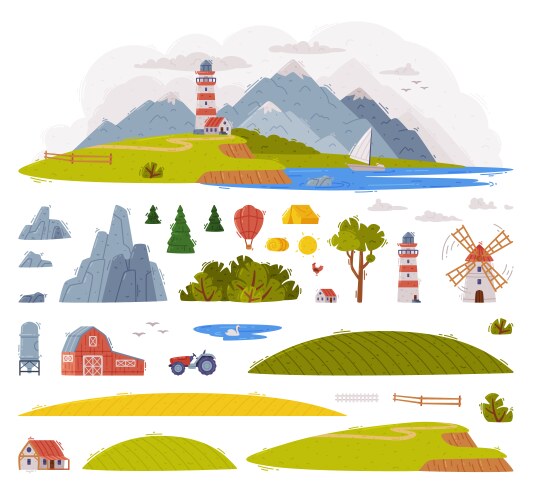 Spring season landscape Royalty Free Vector Image