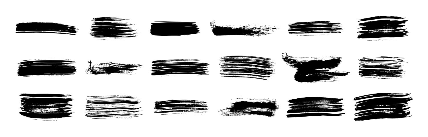 Set of black hand drawn brush strokes Royalty Free Vector