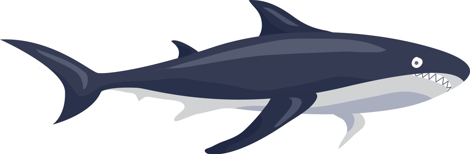 Shark fin showing through water surface line icon Vector Image
