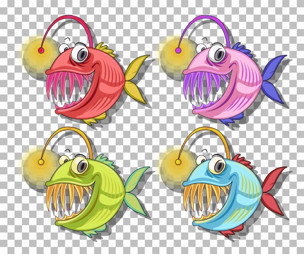 Angler fish cartoon character isolated Royalty Free Vector
