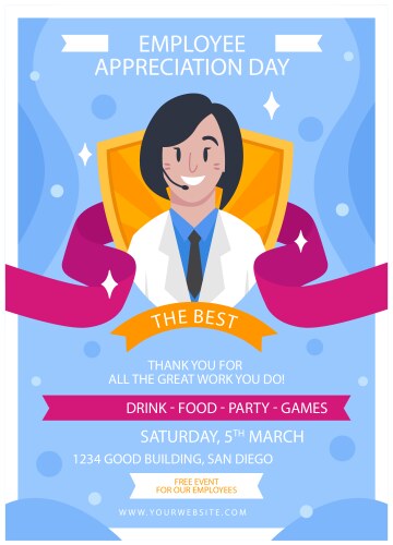 Flat employee appreciation day vertical poster Vector Image
