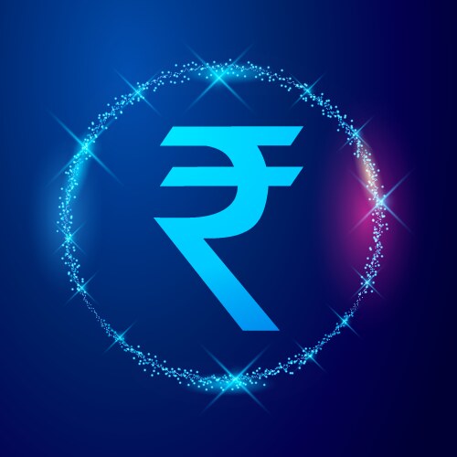 Indian currency rupee with light effect Royalty Free Vector