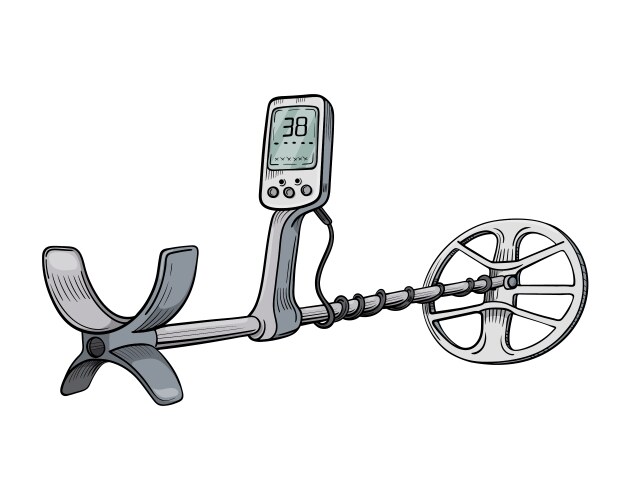 Sign the metal detector and shovel on white Vector Image