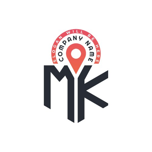 Mk location icon design modern pinpoint logo Vector Image