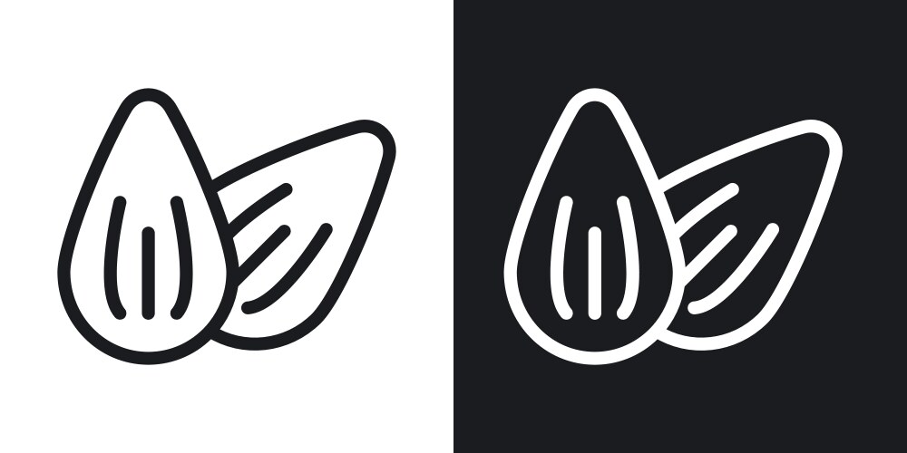 Almond icon set kernel nut milk symbol Royalty Free Vector