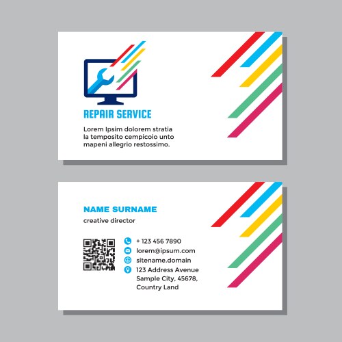 Business visit card template with logo - concept Vector Image