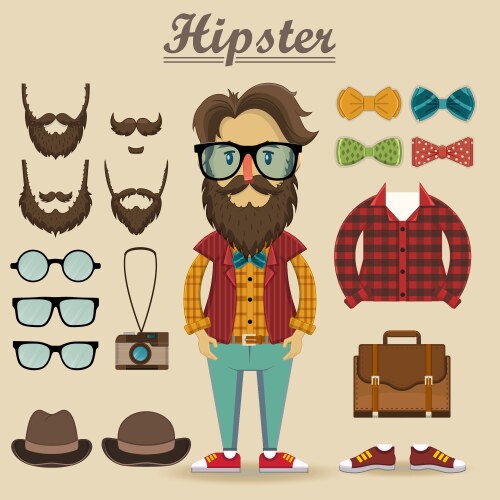 Hipster set Royalty Free Vector Image - VectorStock