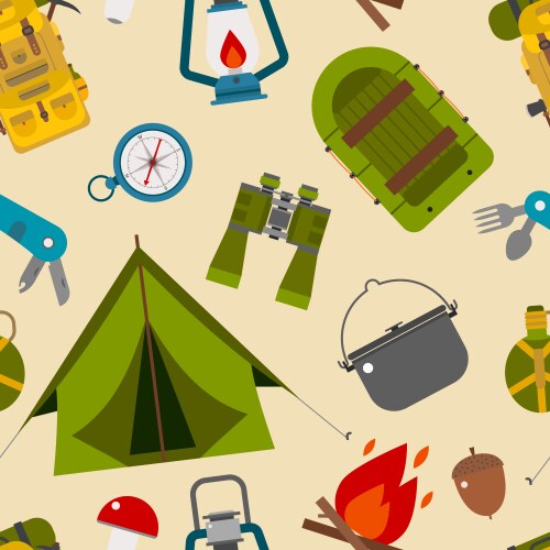 Seamless pattern with adventure equipment Vector Image