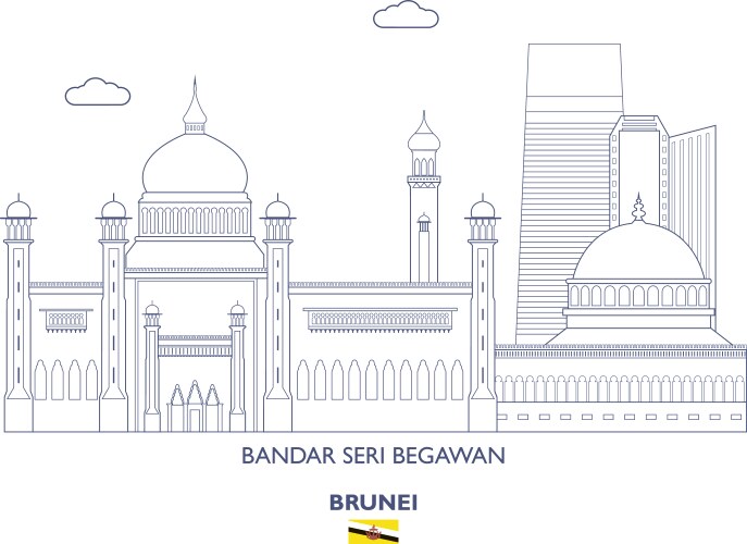 Skyline panorama of city bandar seri begawan Vector Image