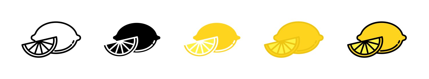 Lemon icon set lemon slice citrus symbol in a Vector Image