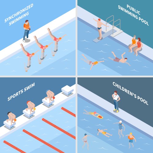 People in pool Royalty Free Vector Image - VectorStock