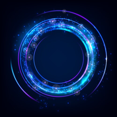 Round blue shiny frame with light bursts Vector Image