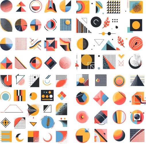 Round abstract patterns ink sketch set Royalty Free Vector