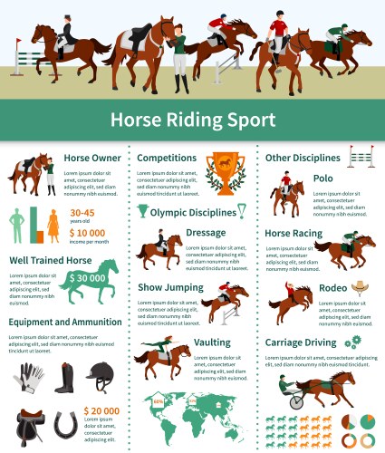 Equestrian sport infographic Royalty Free Vector Image