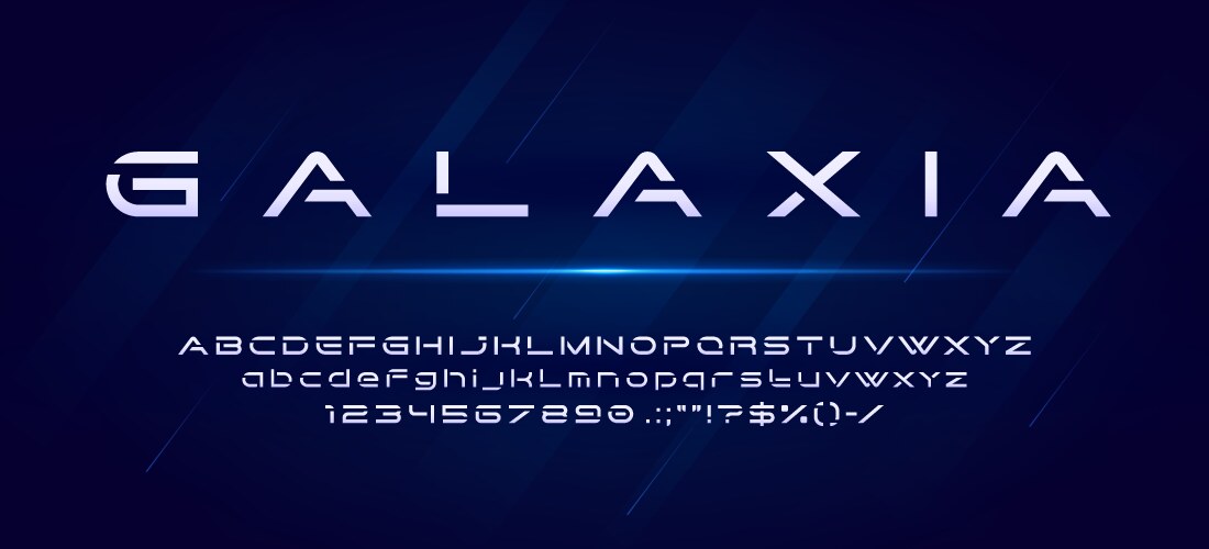 Font space constellation alphabet typeface script Vector Image