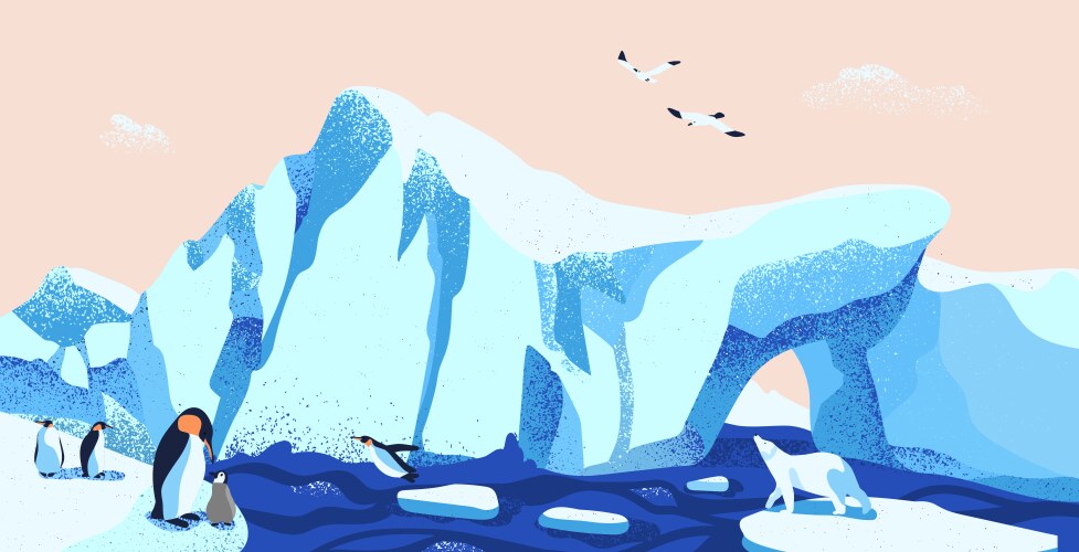 North pole arctic white drifting and melting Vector Image