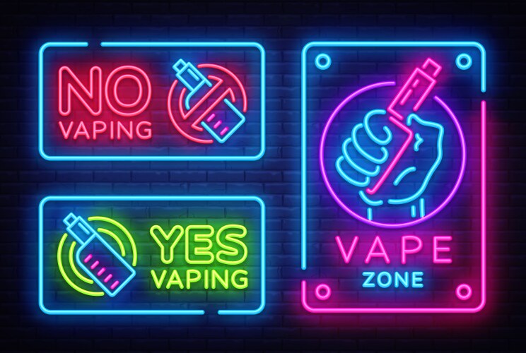 Zone vaping neon sign template light Royalty Free Vector