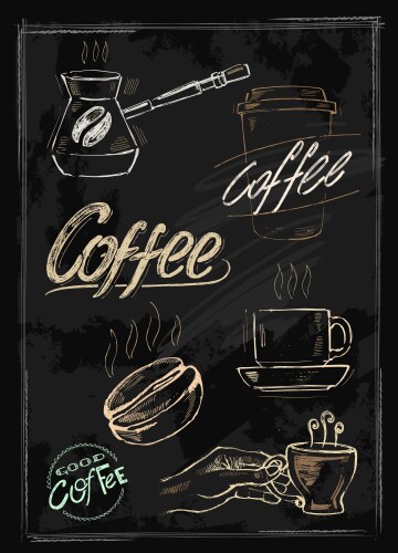 Set of chalkboard coffee items Royalty Free Vector Image