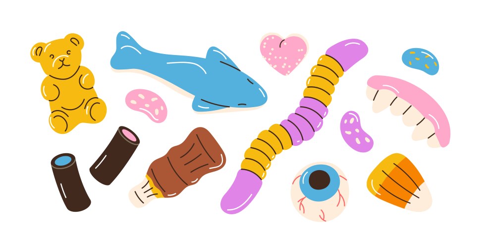 Cute Gummy Candy Set Royalty Free Vector Image