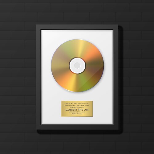 Realistic 3d yellow golden cd label Royalty Free Vector