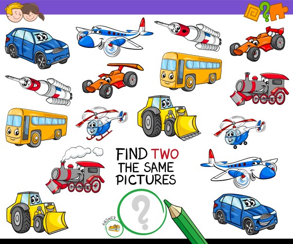 Differences activity with cartoon vehicle Vector Image