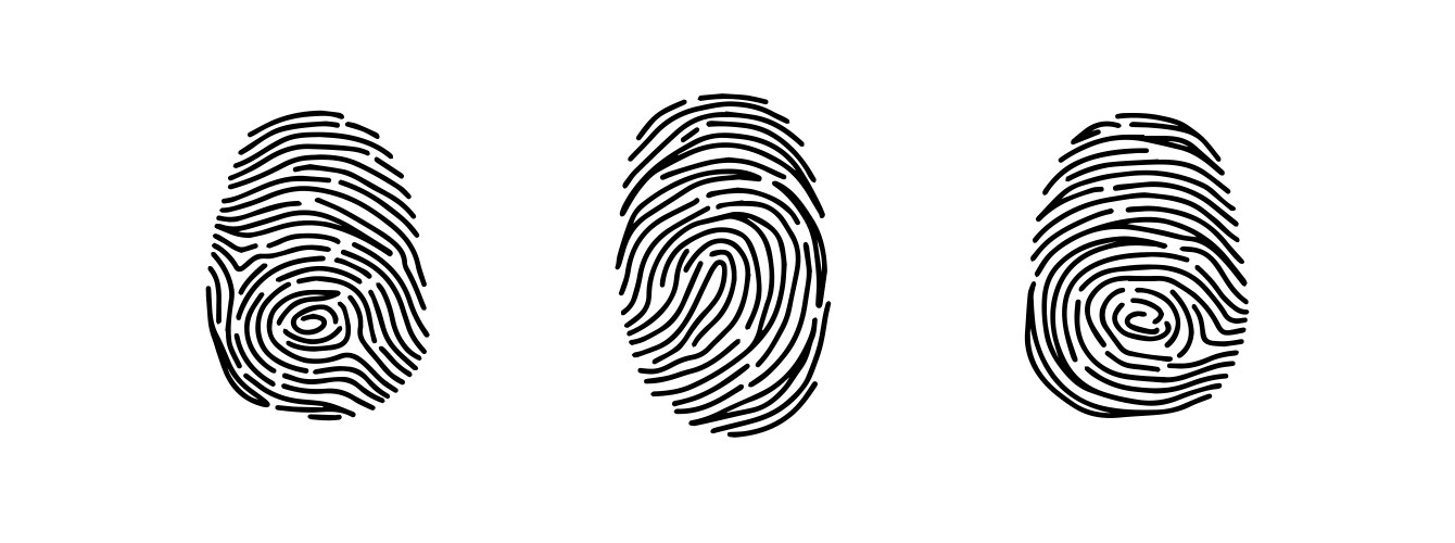 Fingerprint icon set print hand drawn doodle Vector Image