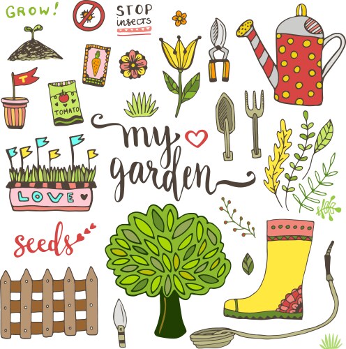 Garden set Royalty Free Vector Image - VectorStock