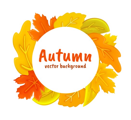 Autumn background with round frame and maple Vector Image