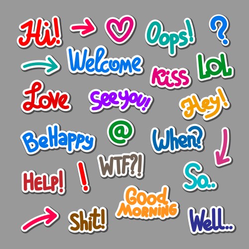 Chat stickers Royalty Free Vector Image - VectorStock