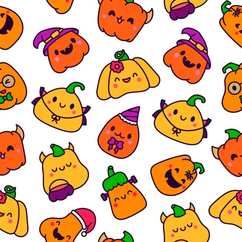 Cute kawaii halloween pumpkin Royalty Free Vector Image