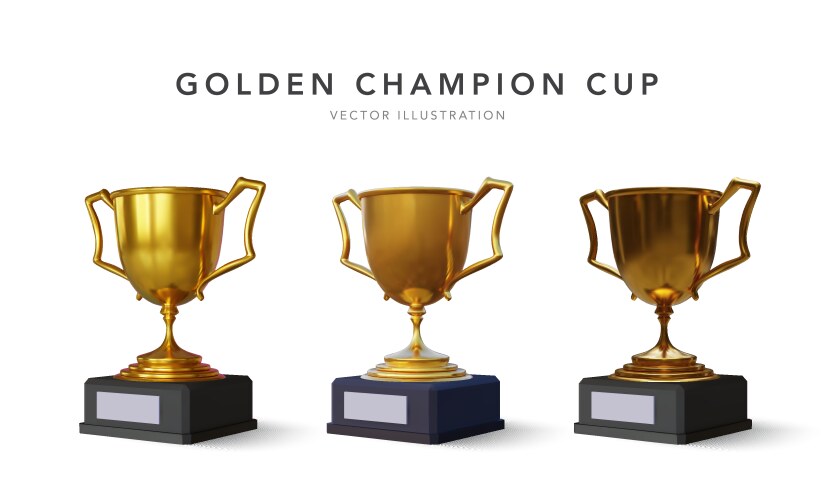 Golden champion cup with shadow isolated on white Vector Image