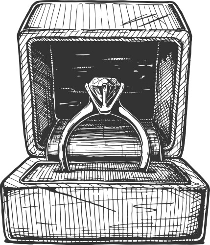 Wedding ring in gift box Royalty Free Vector Image