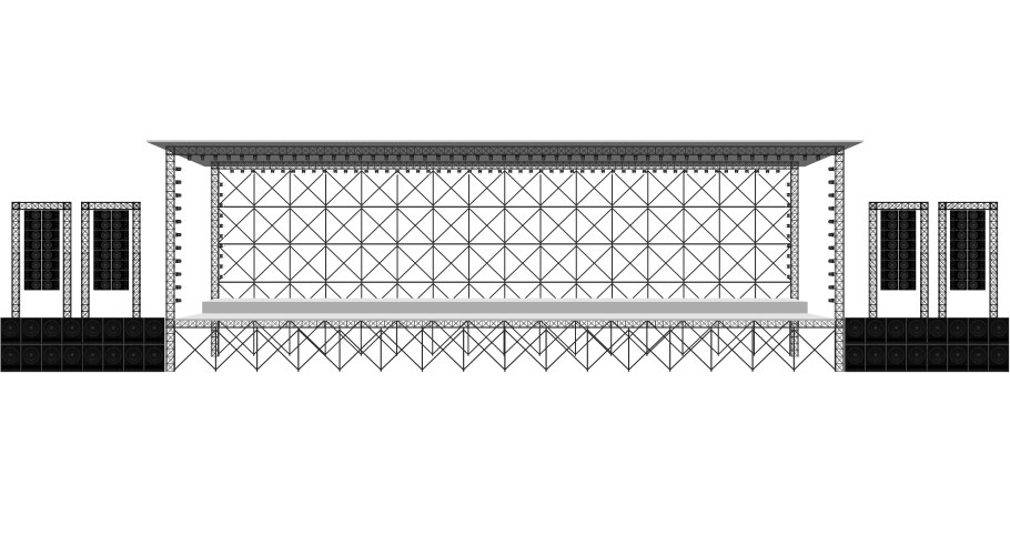 White stage and speaker with spotlight on the trus