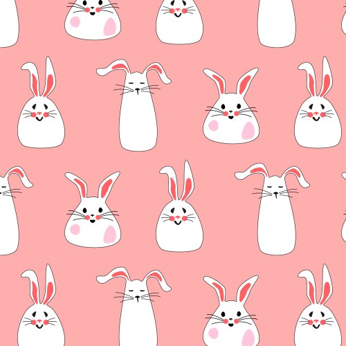 Seamless pattern with cute white rabbits Vector Image