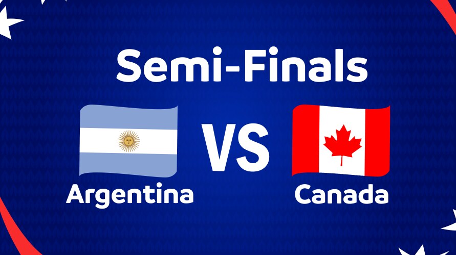 Argentina and canada semi finals match emblem Vector Image