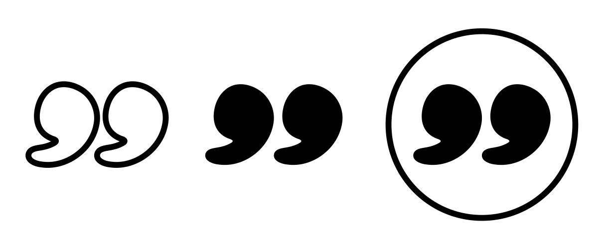 Black quotation marks in various styles including Vector Image