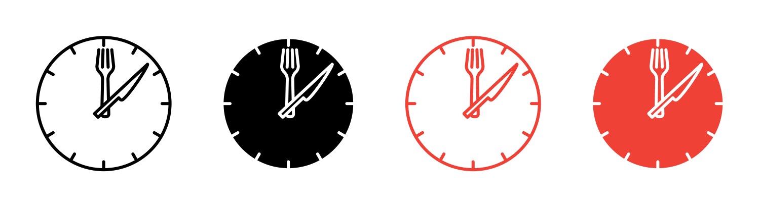 Lunch time icon set clock and meal symbol Vector Image