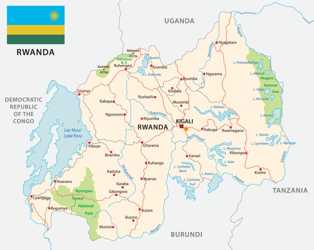 Map of Rwanda with Districts Vector Images (73)