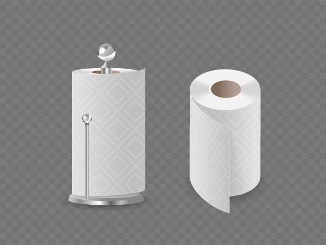 Paper towels on a vertical dispenser and wall Vector Image