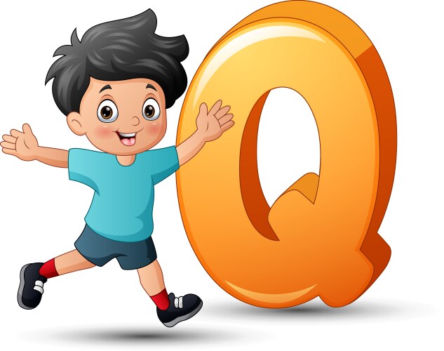 Cartoon boy holding alphabet balloon Royalty Free Vector