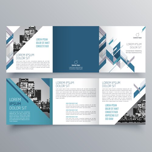 Trifold brochure template with triangular design Vector Image