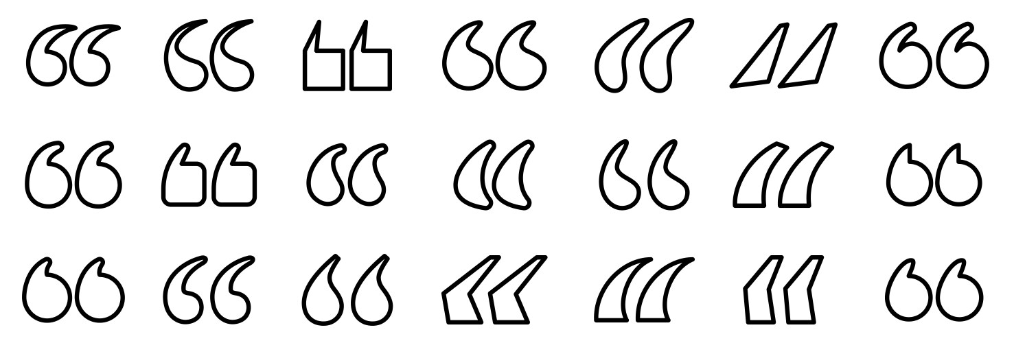 A collection of black quotation marks Royalty Free Vector