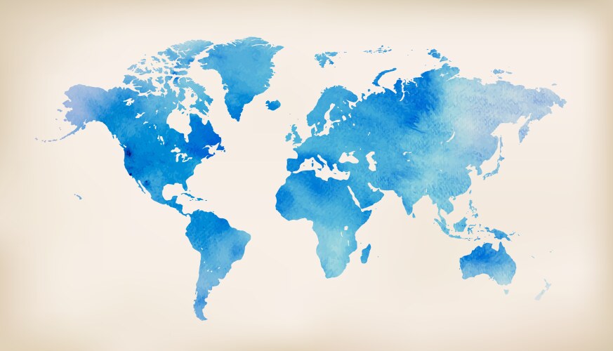 Blue world map with countries Royalty Free Vector Image