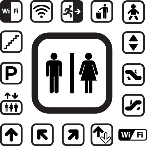 Blue man and woman public access icons set Vector Image