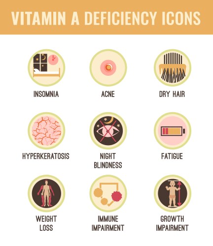 Symptoms and causes vitamin c deficiency Vector Image