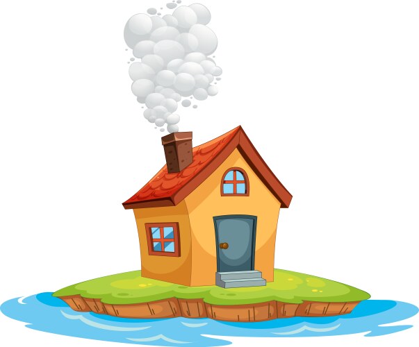 A house with smoke from chimney Royalty Free Vector Image