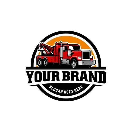 Wrecker and towing truck service logo Royalty Free Vector