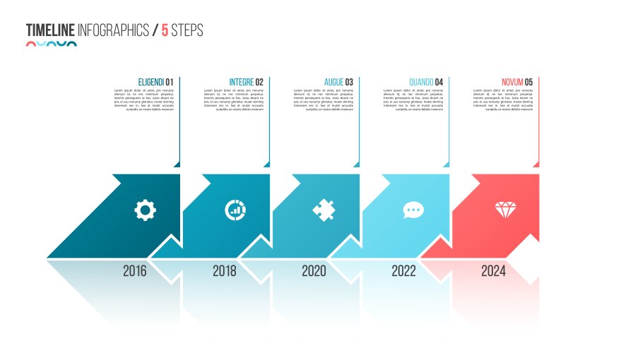 Arrows shaped timeline infographic template 6 Vector Image