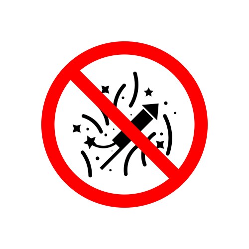 Ban on fireworks sign prohibited Royalty Free Vector Image