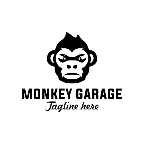 Chimp gamer logo joystick monkey face Royalty Free Vector